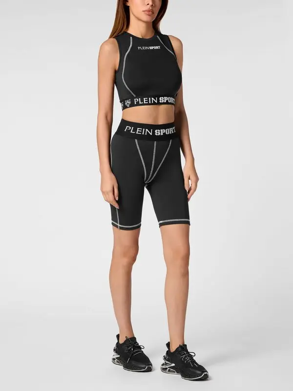 PLEIN SPORT High-waisted Logo Trimmed Biker Shorts