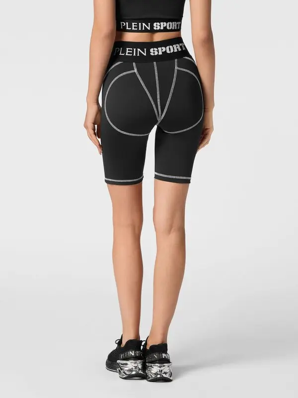 PLEIN SPORT High-waisted Logo Trimmed Biker Shorts