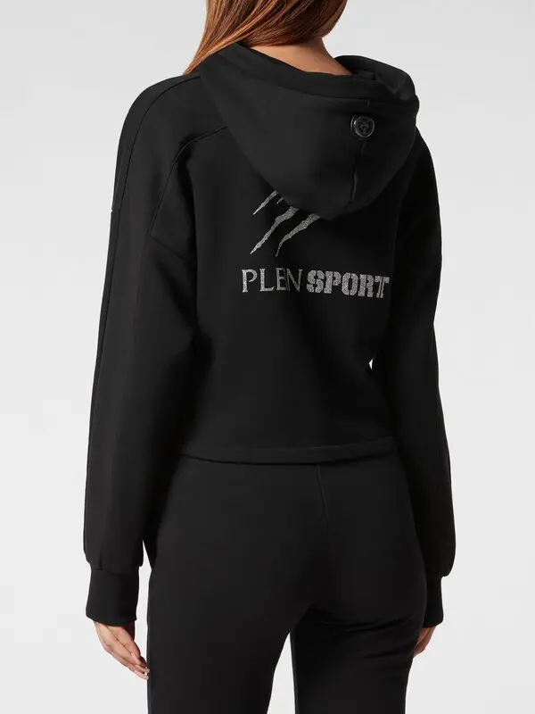 PLEIN SPORT Cropped Zip-up Hoodie With Logo Detail