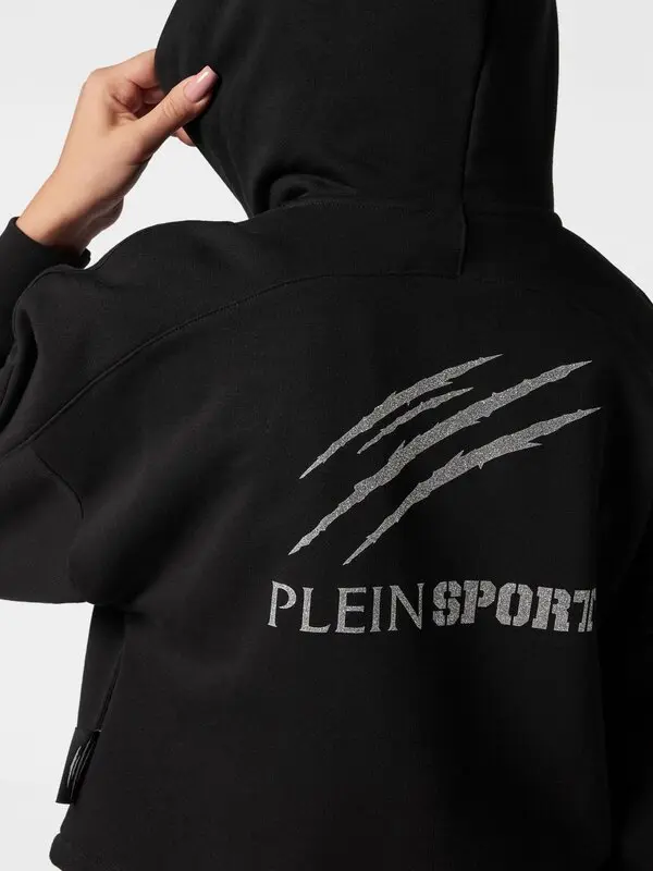 PLEIN SPORT Cropped Zip-up Hoodie With Logo Detail