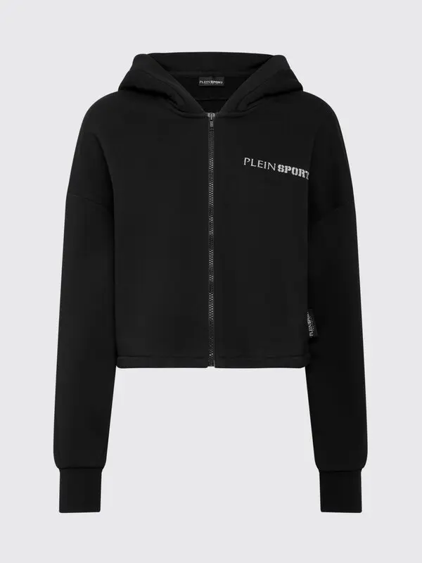 PLEIN SPORT Cropped Zip-up Hoodie With Logo Detail