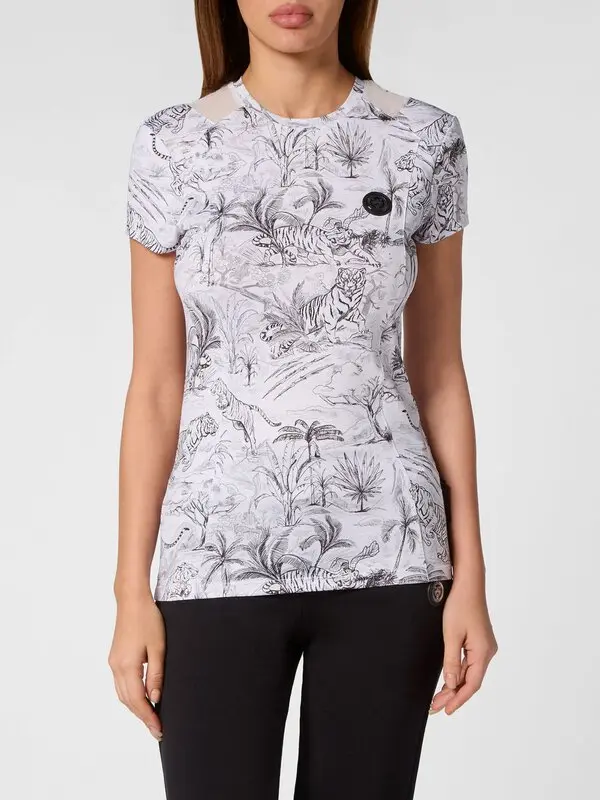 PLEIN SPORT Tiger Print T-shirt - White