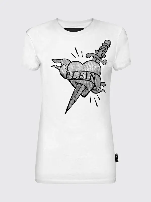 Philipp Plein Embellished Heart And Dagger T-shirt - White