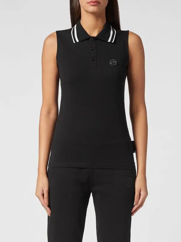 PLEIN SPORT Sleeveless Polo Shirt - Black