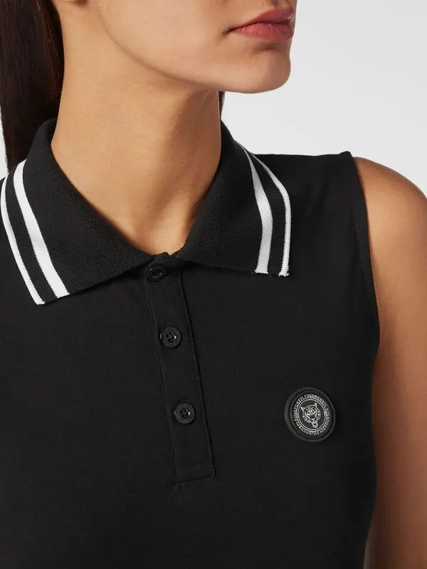 PLEIN SPORT Sleeveless Polo Shirt - Black