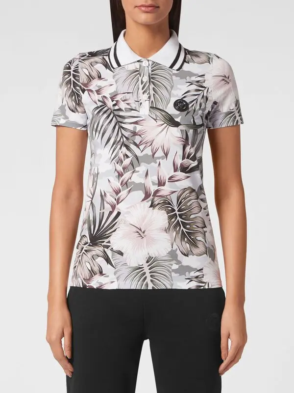 PLEIN SPORT Tropical Print Polo Shirt