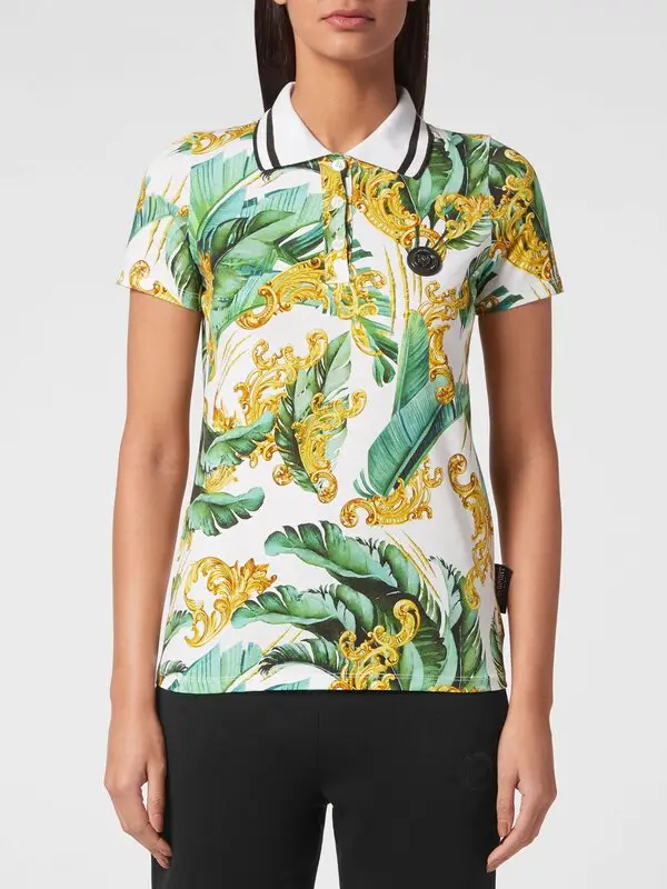 PLEIN SPORT Tropical Print Polo Shirt