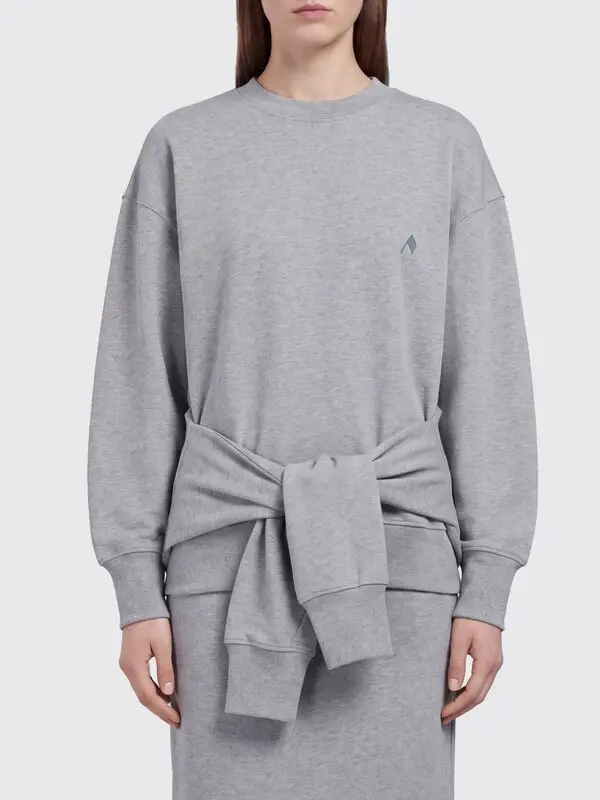 Attico Cotton Jumper With Tie-waist Belt - Grey
