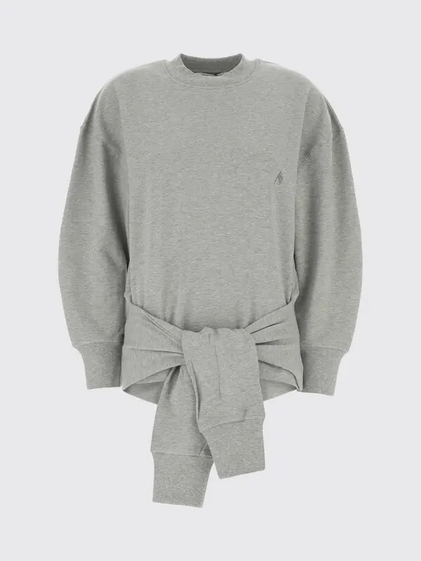 Attico Cotton Jumper With Tie-waist Belt - Grey