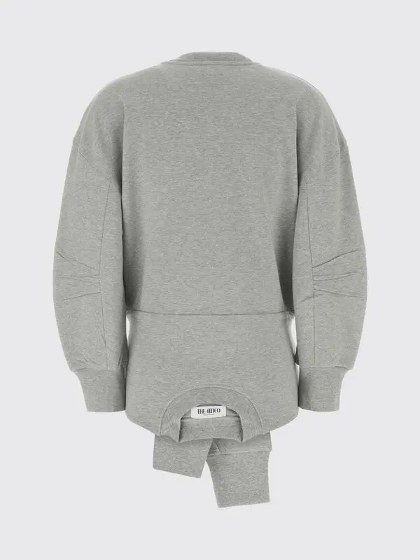 Attico Cotton Jumper With Tie-waist Belt - Grey
