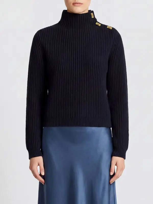 FERRAGAMO Ribbed Turtleneck With Button Detail