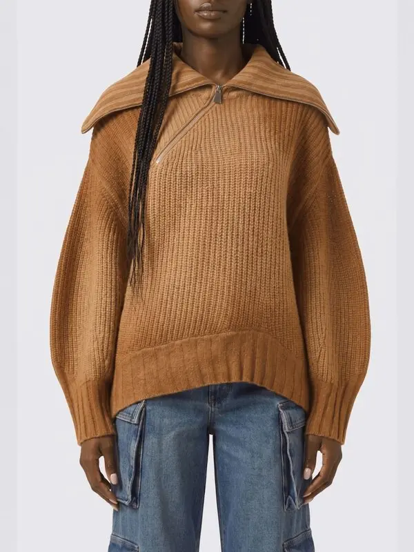 Attico Quarter Zip Ribbed Sweater