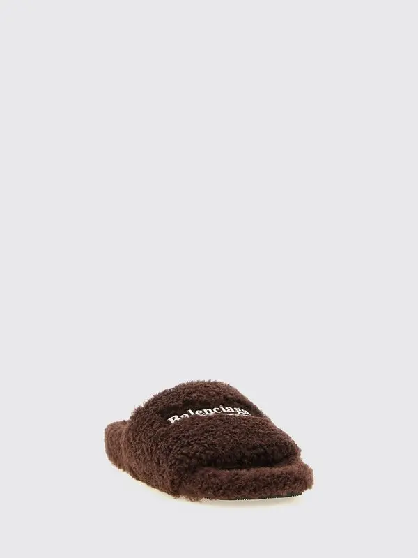 Balenciaga Shearling Mules - Brown
