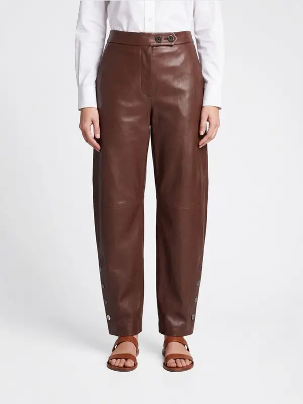 Sportmax Tailored Leather Trousers With Button Detailing