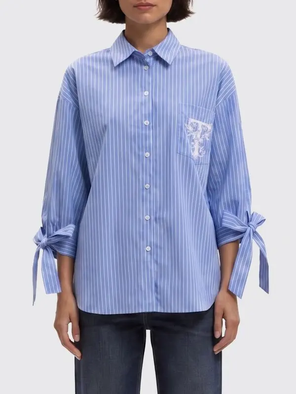 TWINSET Striped Button-up Shirt With Tie Detail