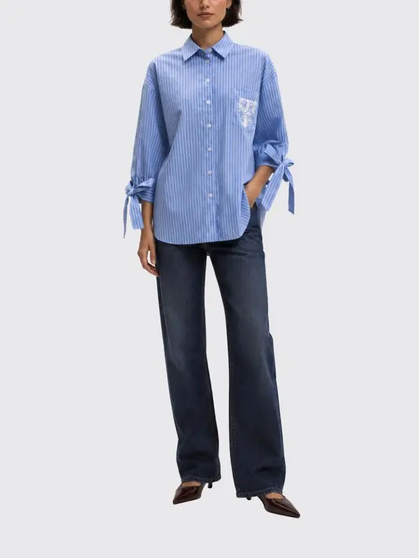 TWINSET Striped Button-up Shirt With Tie Detail