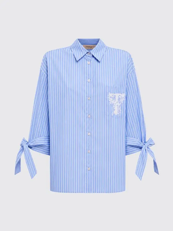 TWINSET Striped Button-up Shirt With Tie Detail
