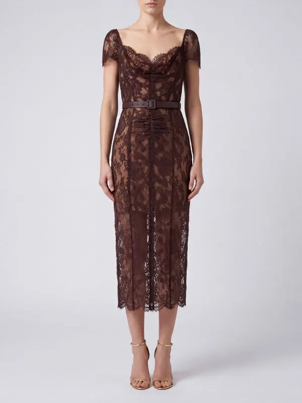 SELF-PORTRAIT Lace Belted Dress