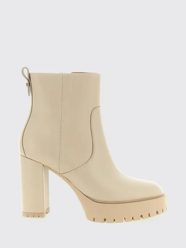 Pinko Leather Platform Ankle Boots - White