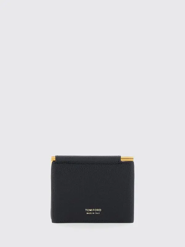 TOM FORD Bifold Grained Calfskin Card Holder With Money Clip - Black