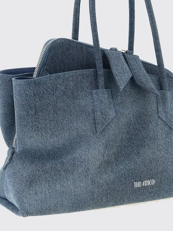 Attico La Passeggiata Asymmetrical Cotton Shoulder Bag - Denim