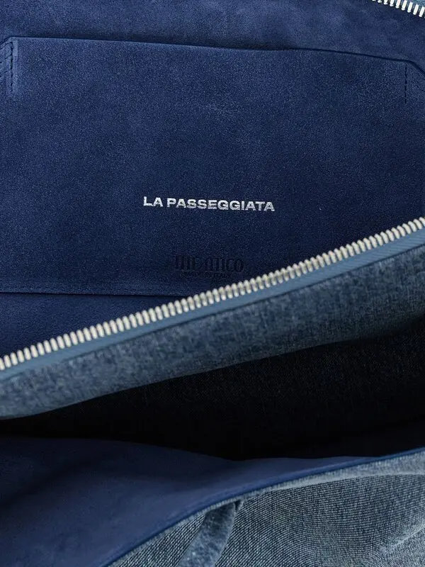 Attico La Passeggiata Asymmetrical Cotton Shoulder Bag - Denim