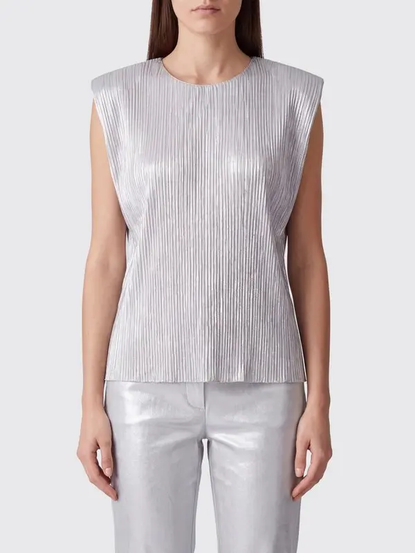 FORTE_FORTE Sleeveless Pleated Top - Grey