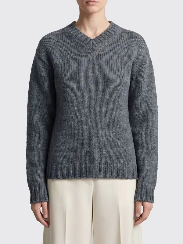 JIL SANDER Ribbed V-neck Pullover - Grey