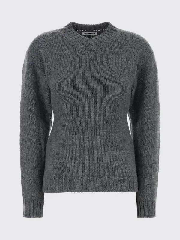 JIL SANDER Ribbed V-neck Pullover - Grey