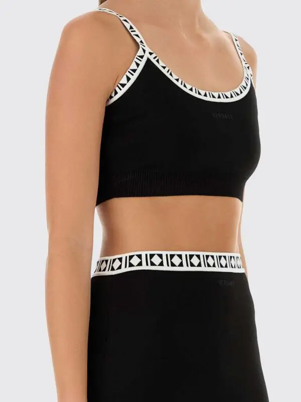 Versace Cropped Logo Trim Top
