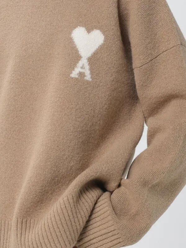 AMI Paris Wool And Alpaca Crewneck Jumper - Beige