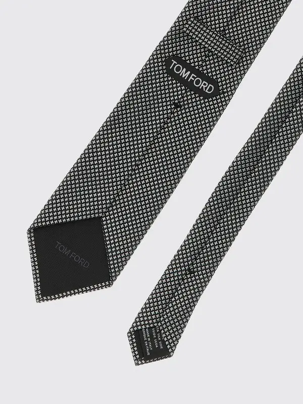 TOM FORD Geometric Pattern Pure Silk Tie - Grey