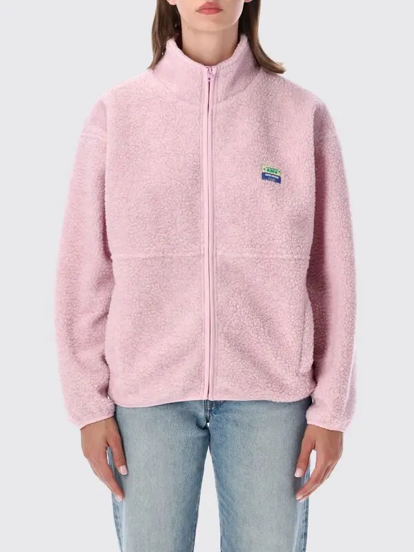 American Vintage Cropped Fleece Jacket With High Neck And Zip Closure - Pink