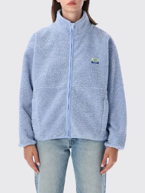 American Vintage Cropped Fleece Jacket With High Neck And Zip Closure - Sky