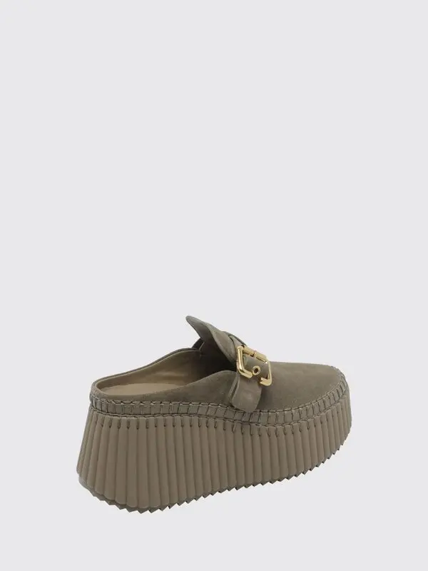 Chloé Heeled Mules With Buckle Detail - Kaki