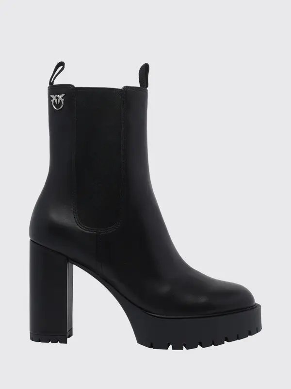 Pinko Leather Platform Chelsea Boots - Black