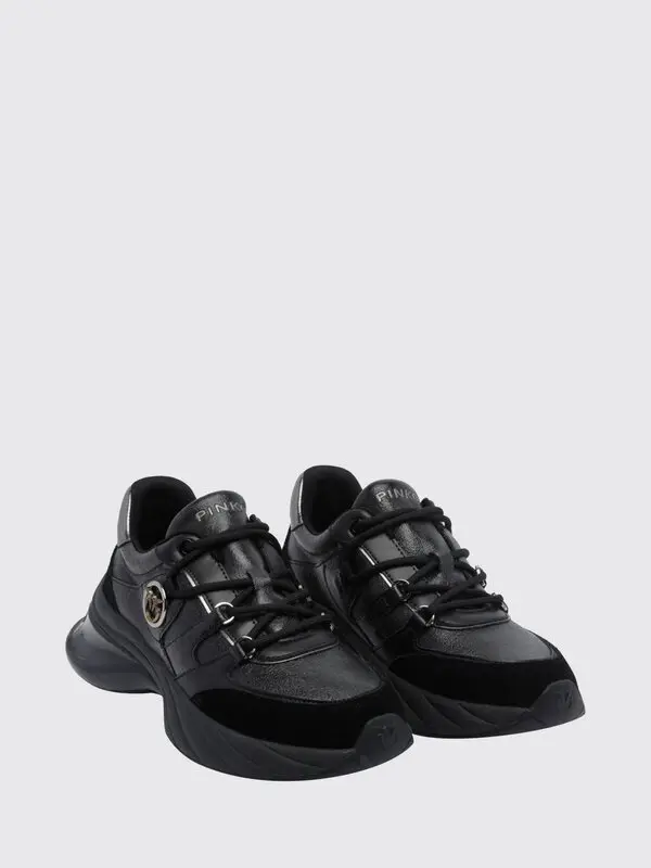 Pinko Lace-up Leather And Suede Sneakers