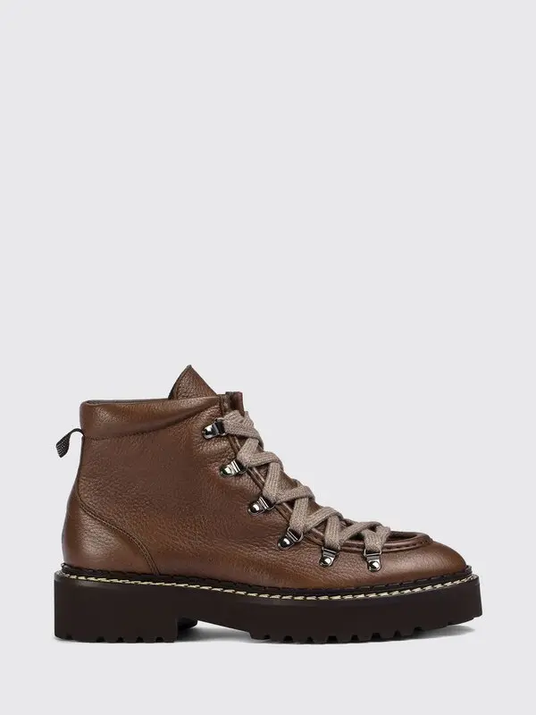 DOUCAL'S Deerskin Lace-up Combat Boots - Brown