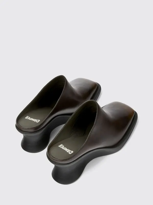Camper Leather Wedge Mules - Brown