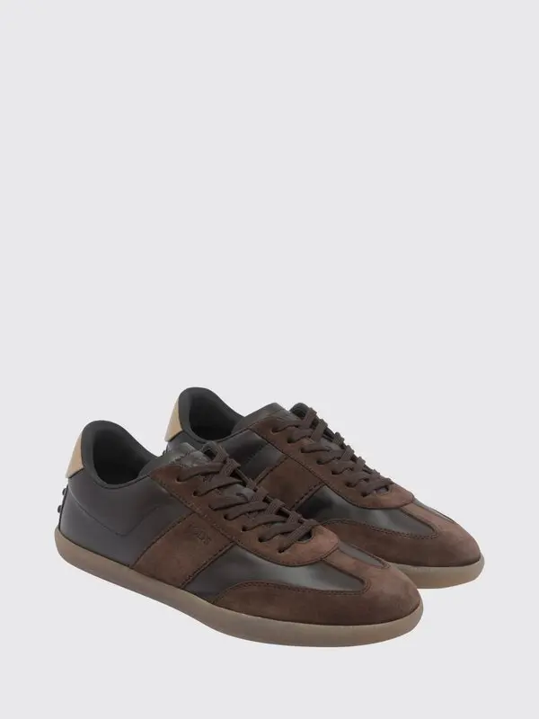 TOD'S Lace-up Suede And Leather Sneakers - Earth