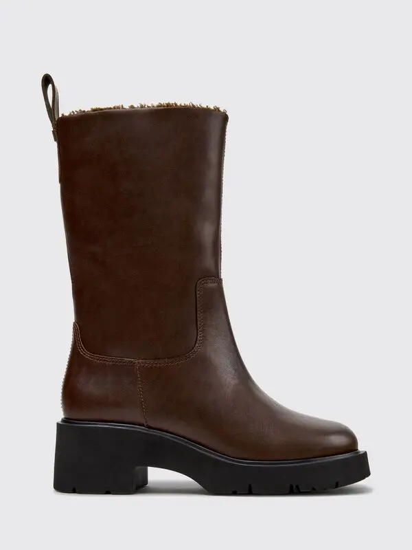 Camper Milah Smooth Calf Leather Mid-heel Boots With Xl Extralight® Sole - Brown