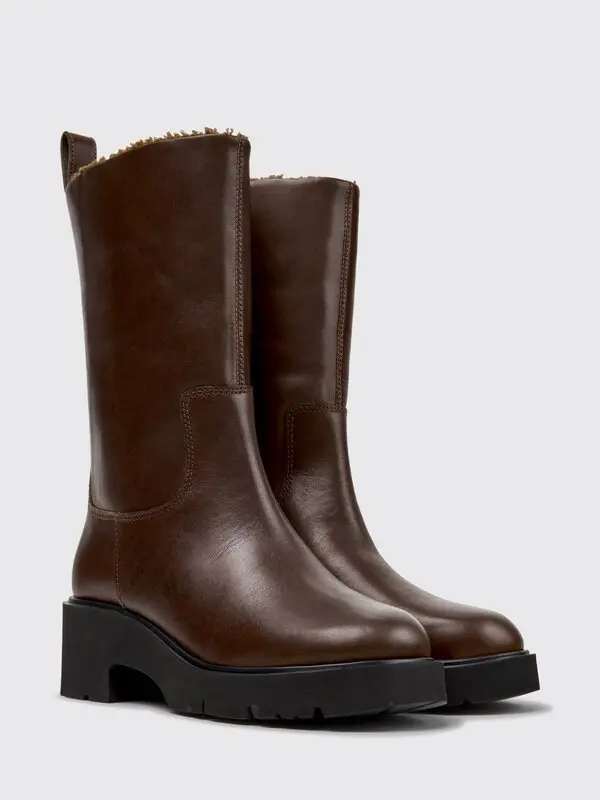 Camper Milah Smooth Calf Leather Mid-heel Boots - Brown