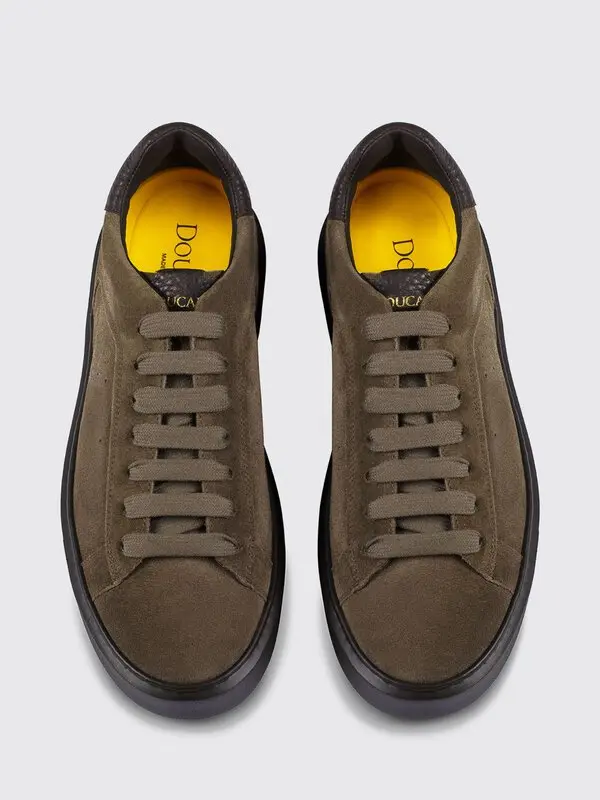 DOUCAL'S Suede Lace-up Sneakers - Mud