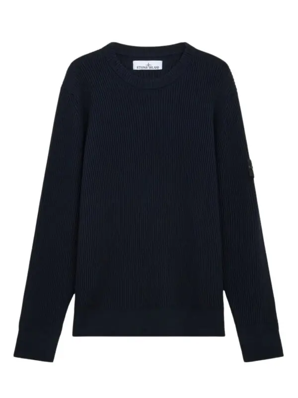 Stone Island Ribbed Crew Neck Wool Sweater