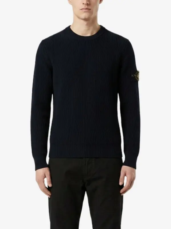 Stone Island Ribbed Crew Neck Wool Sweater
