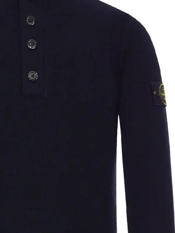 Stone Island Wool Turtleneck Sweater With Button Detail