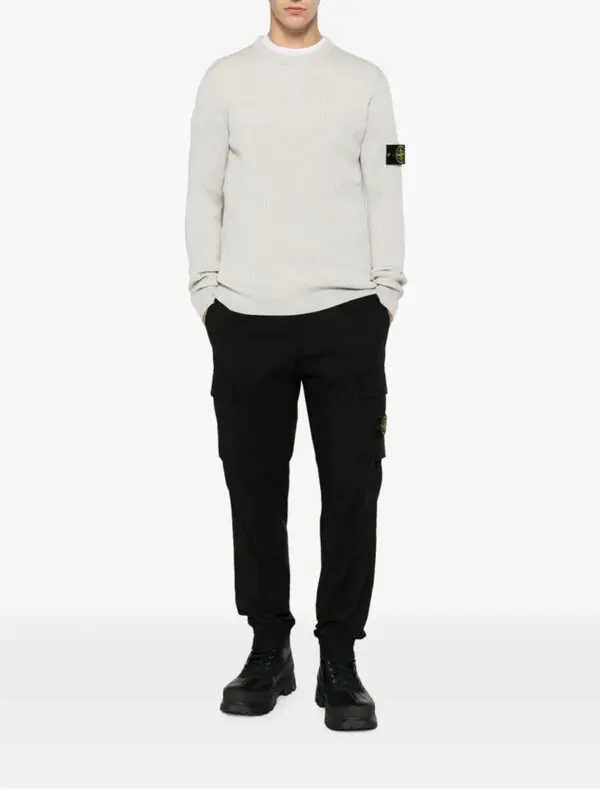 Stone Island Ribbed Wool Crewneck Sweater - Beige