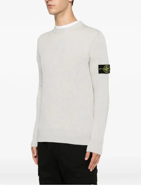 Stone Island Ribbed Wool Crewneck Sweater - Beige