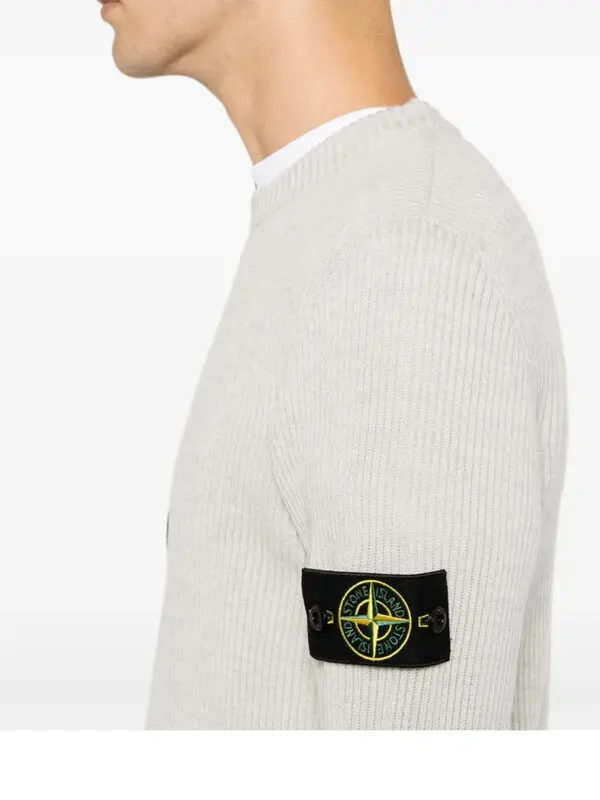 Stone Island Ribbed Wool Crewneck Sweater - Beige