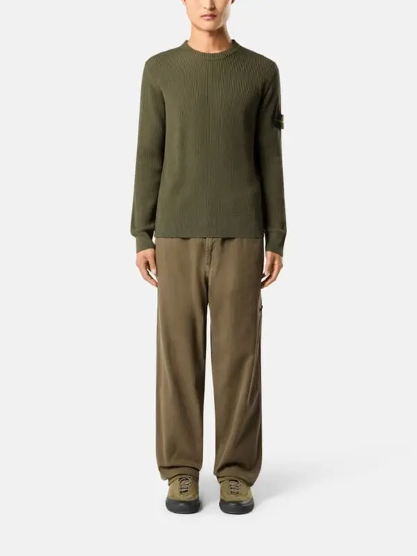 Stone Island Wool Sweater With Sleeve Patch - Green